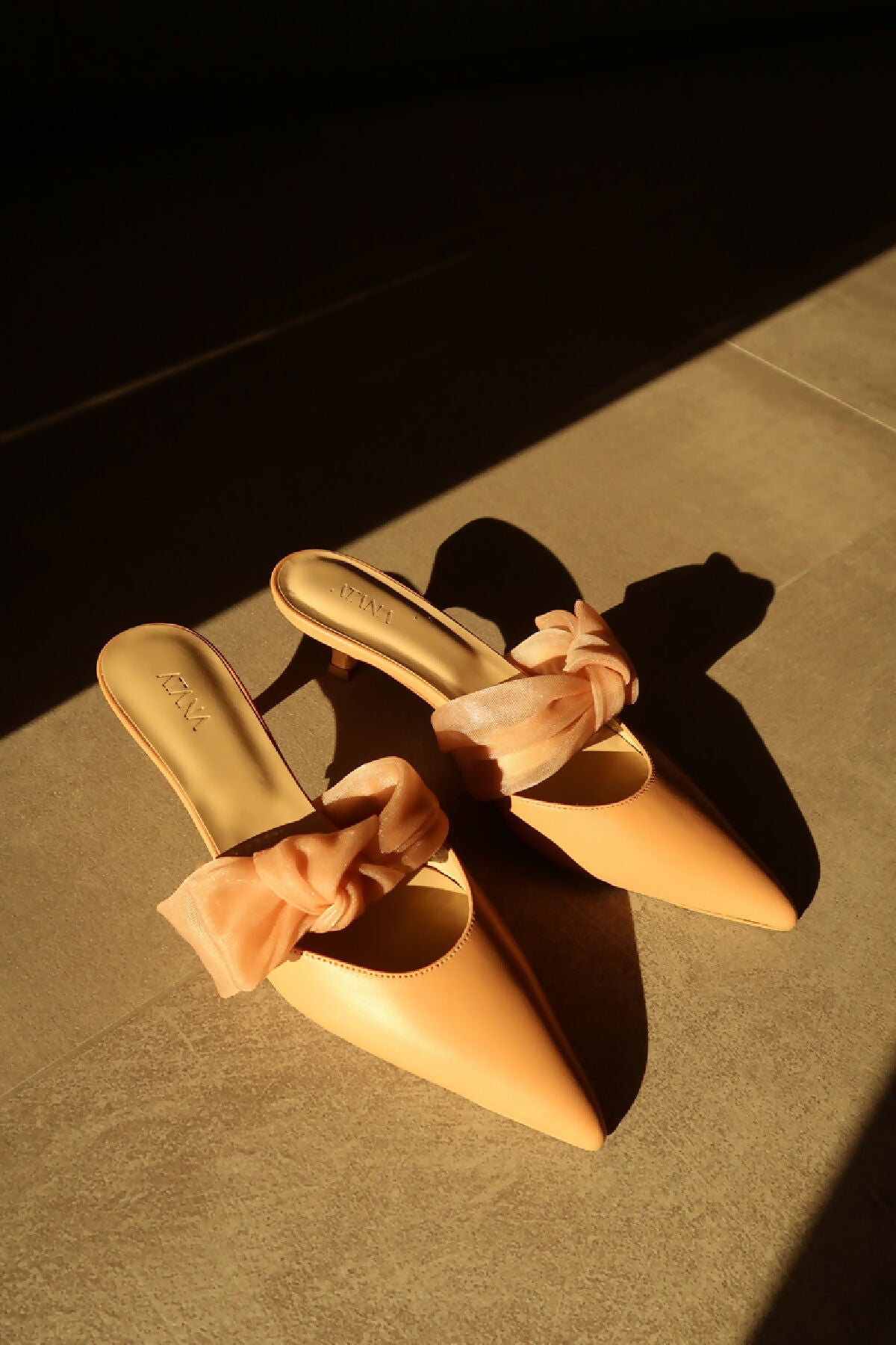 Side Tie Mule 45 Tan Nappa and Mesh | NOT JUST A LABEL